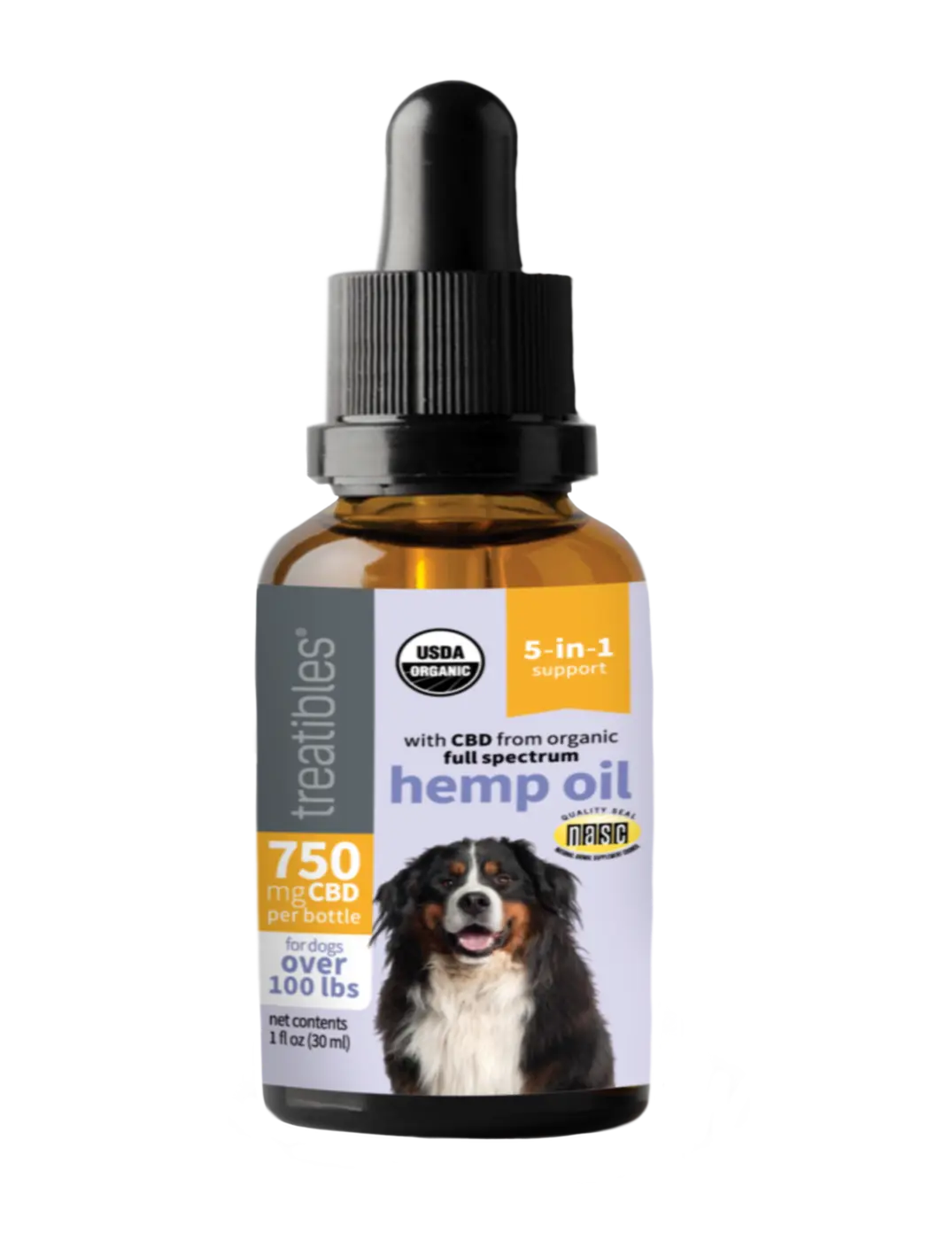 Oil Dropper 750 mg CBD for dogs - Treatibles Best price per mg